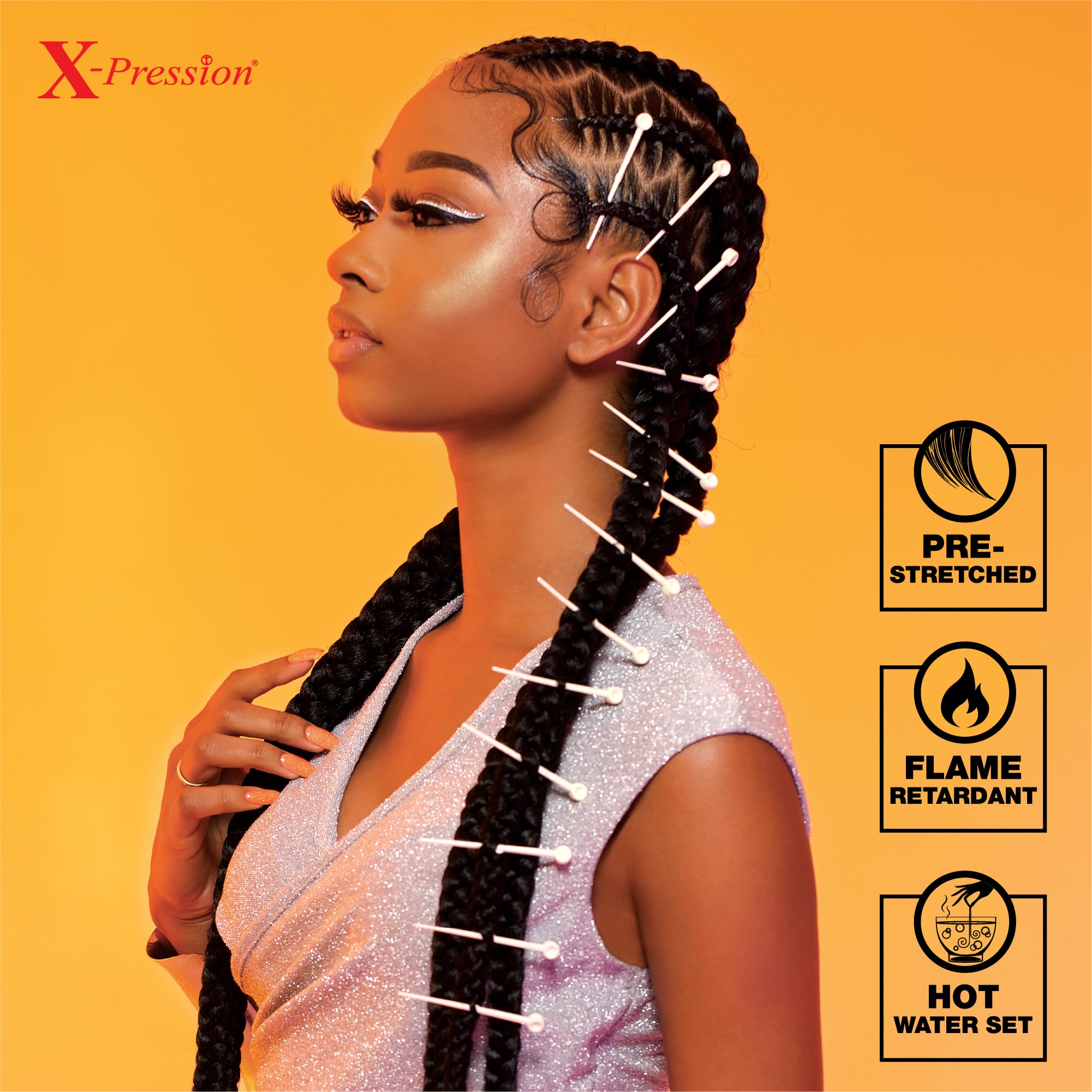 Sensationnel X-pression prestretched braiding hair - 3x braid 58 inch all kanekalon flame retardant synthetic braid for box braids and twists (1 pack, 2 DARKBROWN)