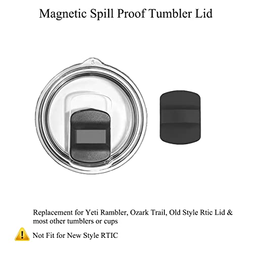 2 Pack 20 oz Magnetic Tumbler Lid with 2 Replacement Magnetic Slider for YETI Rambler, Ozark Trail Spill Proof Tumbler Cover