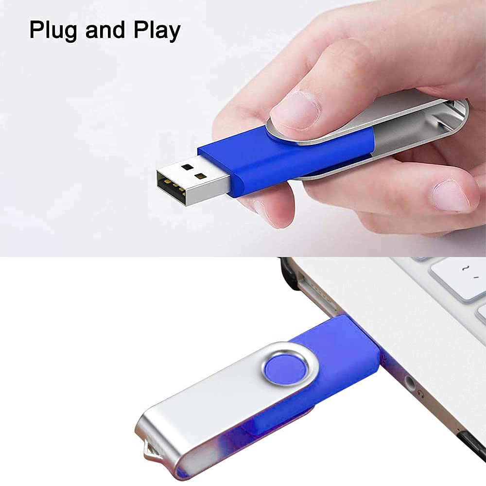 10 Pack 64GB USB Flash Drives, USB 2.0 Thumb Drives Jump Drive Pen Drive Bulk Memory Sticks Zip Drives Swivel Design (64G, 10Pcs, Mixed Color)