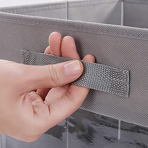 DIMJĀ Cube Storage Bins, 3 Packs Clear Window Fabric Storage Bin Organizer for Closet Shelves Home Storage Cubes Organizer with Handles