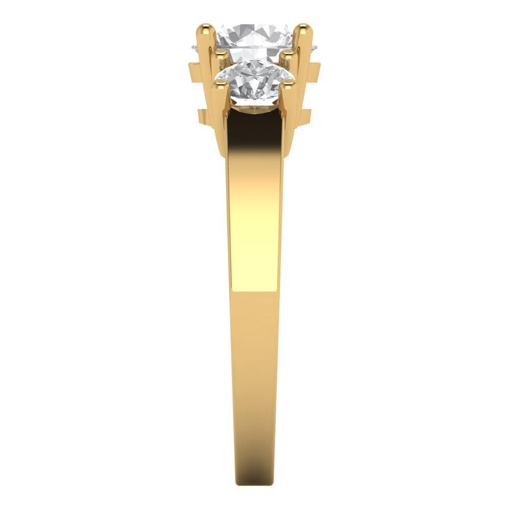 1.5 Ct Brilliant Round Cut Clear Simulated Diamond 14K Yellow Gold Three Stone Engagement Promise Bridal Ring Size 10.5