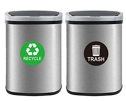 4"x4" Recycle Sticker Sign Trash Can Decal - 12 Recycling Trash Bin Labels Waterproof Organize & Coordinate Garbage Waste from Recycling (Recycle Trash, 4 inch)
