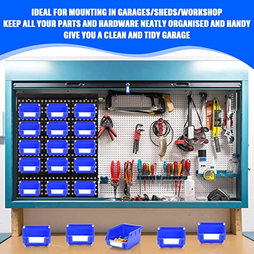 30 Pcs Wall Mounted Storage Bins Without Rack Plastic Hanging Parts Bins 5 x 4 x 3 Inches Open Front Small Screw Organizers Wall Mount Tools Organizers for Kitchen Workshop Classroom Office Parts