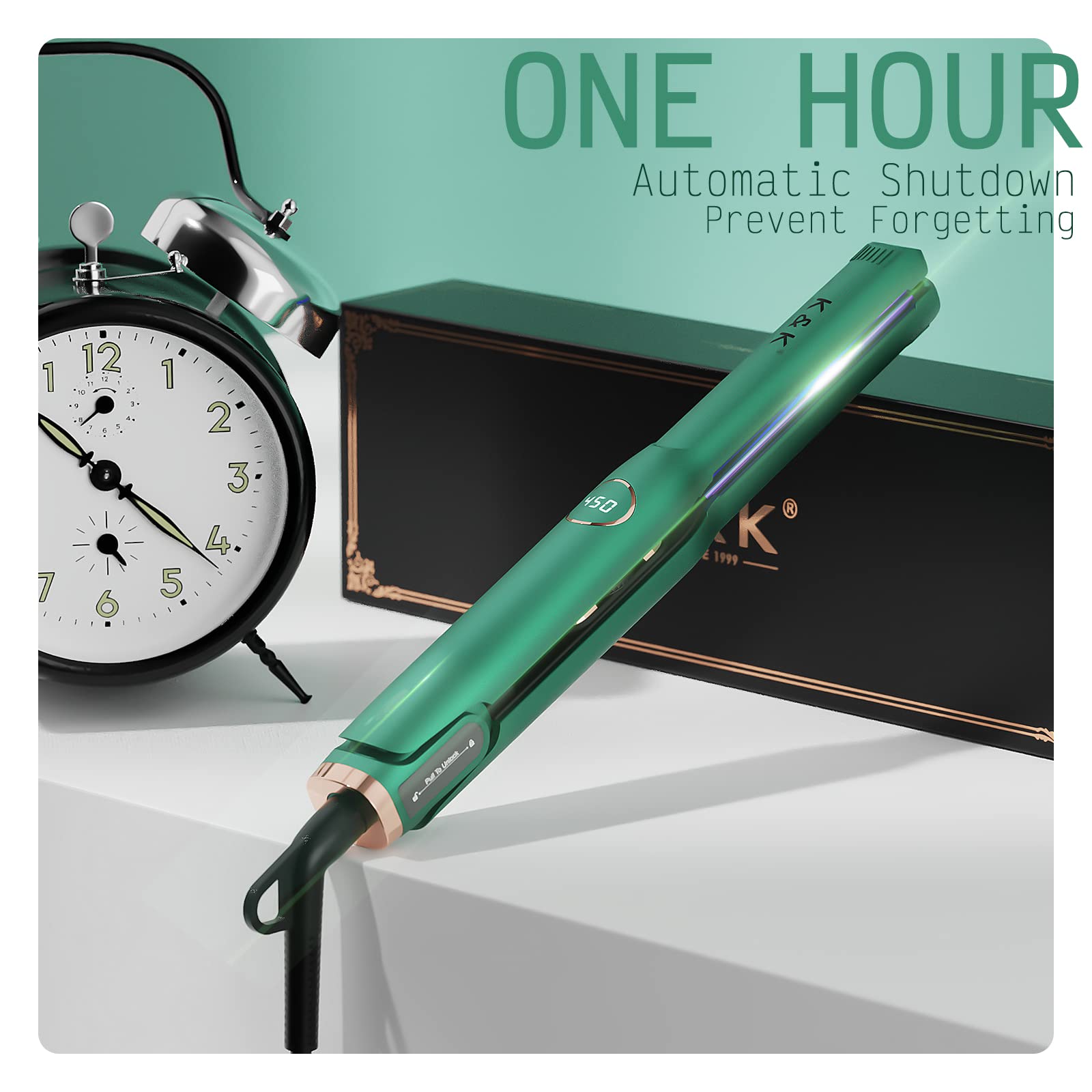 Mini Hair Straightener with LED Display Adjustable Temperature 1/2 Inch Small Flat Iron 4D 360°Swivel Short Hair Tourmaline Titanium Dual Voltage Auto Shut Off