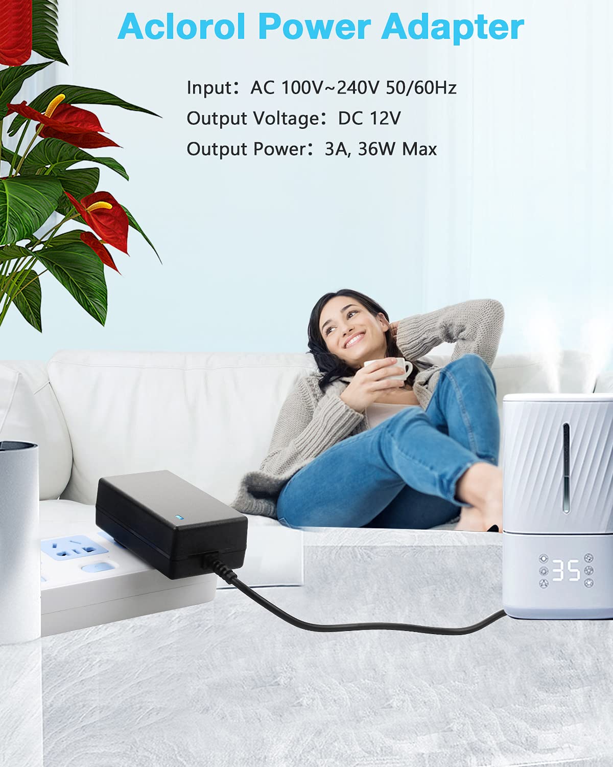 Aclorol 12V 3A Power Supply Adapter 36W 100V-240V AC to DC 12Volts Converter Adapter Transformer 3amp 2.8A2.5A2A1.5A 5.5x2.5mm 2.1mm for WS2811 12V LED Strip Light Wireless Router ADSL Cats IP Camera