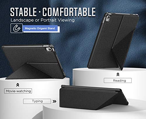 MoKo Case Compatible with Lenovo Tab P11 Plus Case 2021(TB-616F)/Tab P11 2020 11 inch (TB-J607F TB-J606X TB-J606F), Origami Standing Shell Cover Case with Multi Angle Magnetic TPU Back Cover, Black