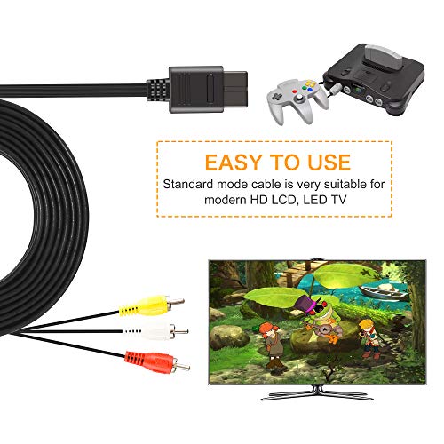 2 Pack 6Ft AV Cable N64 AV Cable Composite Retro Audio Video Standard Cord for Nintendo 64 TV Game/SNES/Gamecube/GC