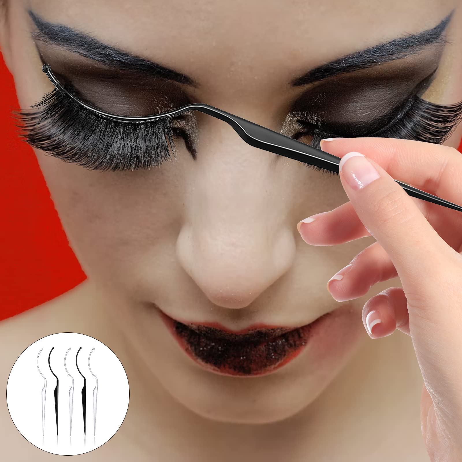 12 Pcs False Eyelashes Display Stick Eyelashes Applicator Tool 3D Eyelash Extensions Style Try on Sticks Planting Grafted Eye Lashes Applicator (Black, Transparent)