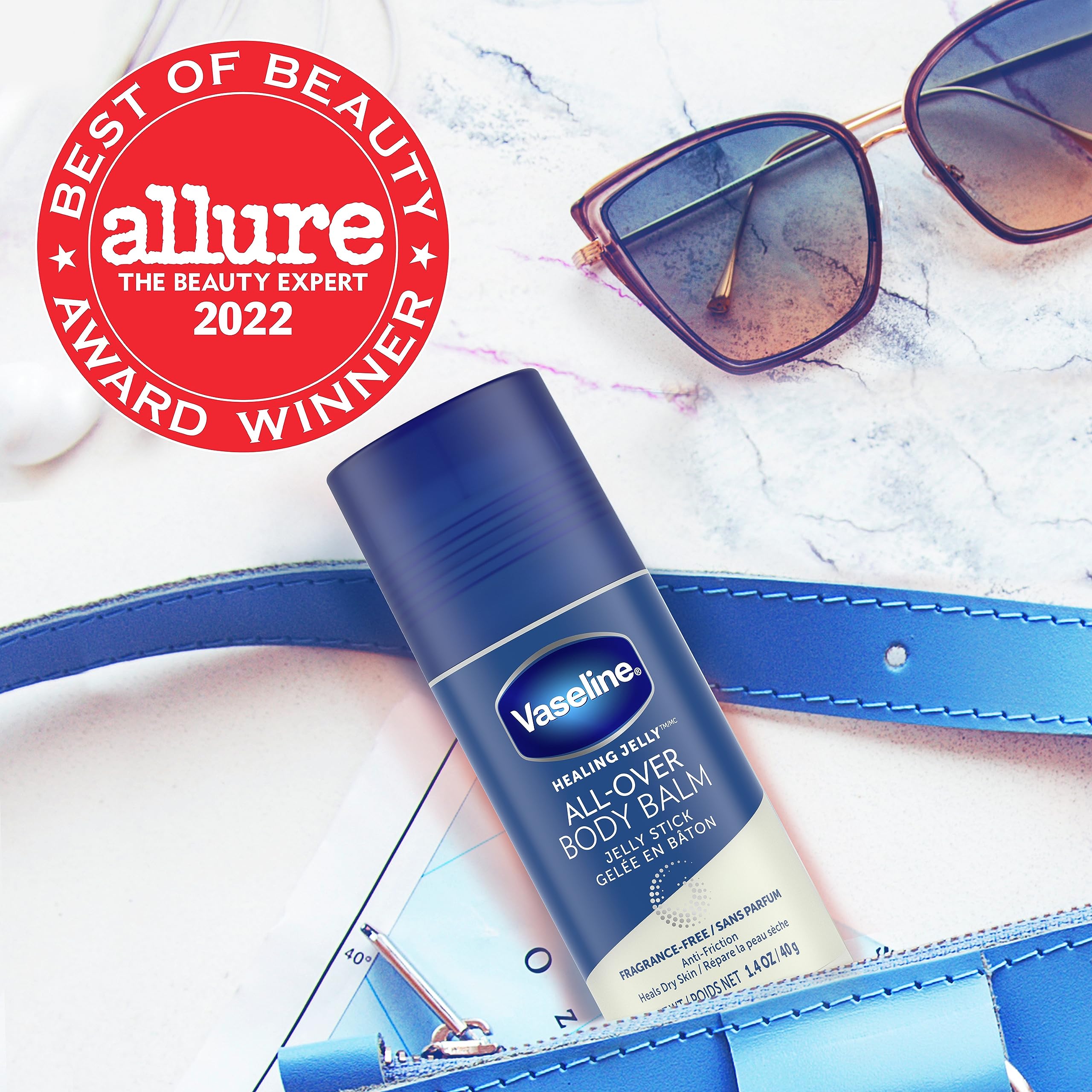 Vaseline All-Over Body Balm Stick 3-Pack – Non-Greasy Fragrance-Free Moisturizer, Travel-Size Lotion, 1.4 Oz Ea