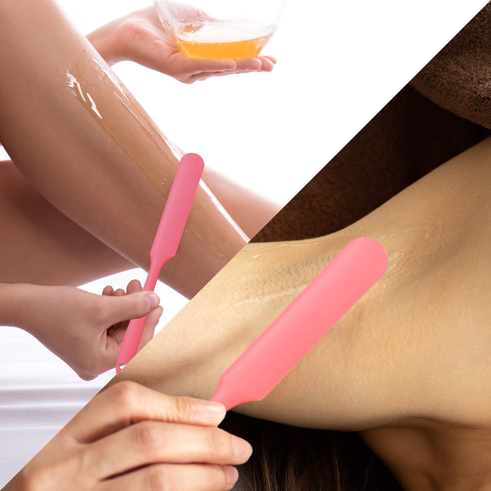 Mudder 3 Pieces Non-stick Wax Spatulas Silicone Spatula Waxing Applicator Hair Removal Sticks Applicator Spatula Reusable Scraper Hard Wax Sticks for Home Salon Body Use (Pink, Blue, Green)