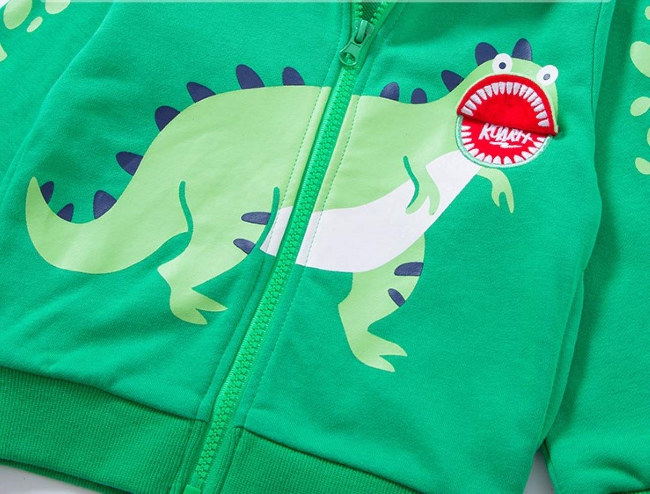 Azalquat Baby Toddler Boys Dinosaur Hooded Zip Jacket Casual Outerwear Active Sweatshirt (Green Dinosaur, 4-5T)