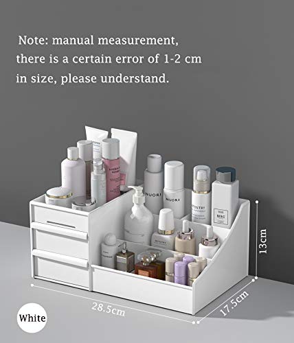 HASPINH Large Makeup Capacity Cosmetic Storage Box Skin Care Organizer Jewelry,Makeup, Brushes, Lipsticks, Nail Polish Container,Desktop Dresser Sundries Storage Box (White)