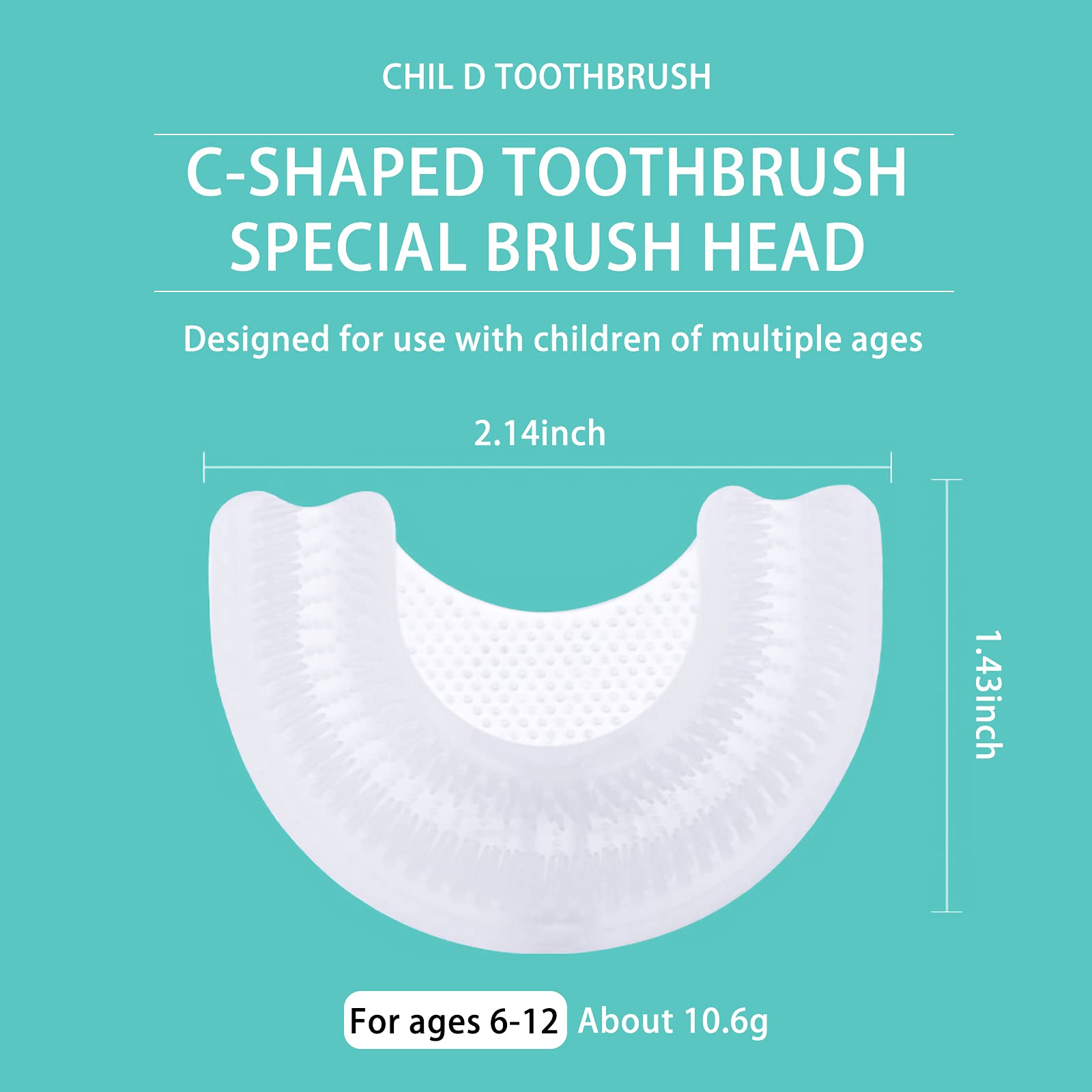 Azanxo Kids U Shape Whole Mouth Toothbrush Heads, Soft Tooth Brush Head for Sonic Ultrasonic Automatic Electric Toothbrush U Shaped (M for Aged 6~12)