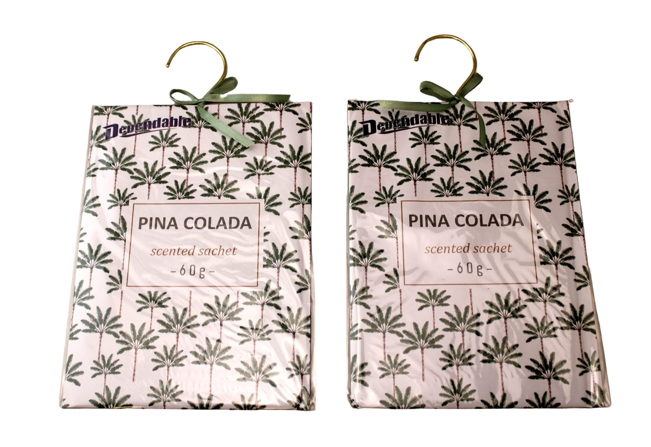 2 Pack Large Hanging Closet Sachet 9" x 6.75" with Metal Hanger and Bow (Pina Colada)