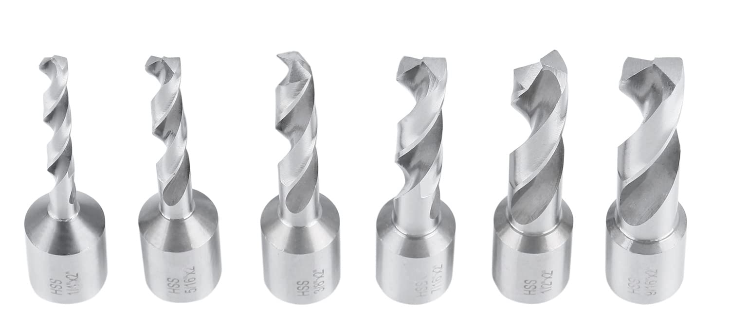 Accusize Industrial Tools 6pcs/Set H.S.S. Fully Ground Drill Sets with 3/4" Weldon Shank, 2inch Cutting Depth, 0519-5002