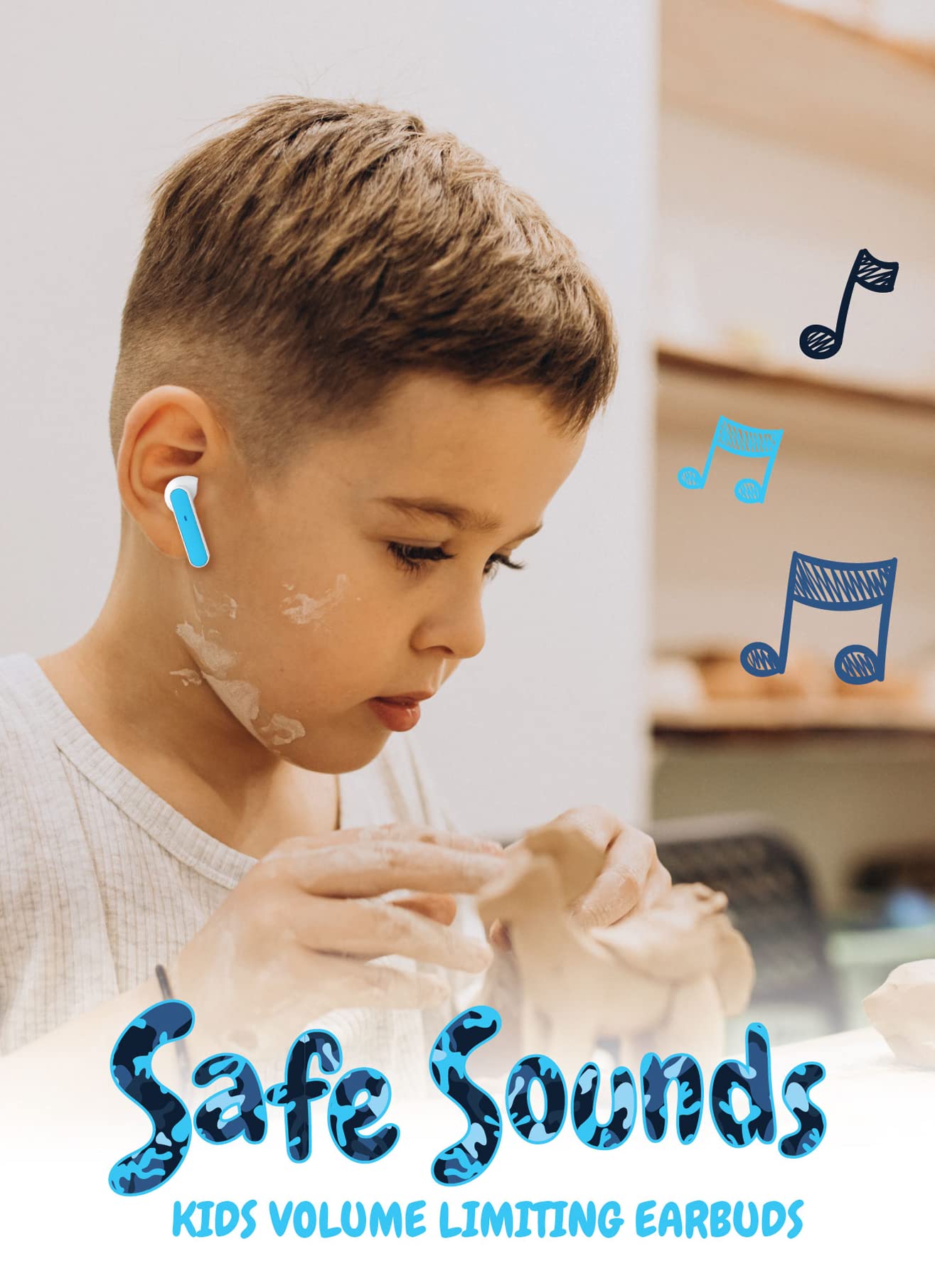 Gabba Goods Safe Sound Earbuds for Kids, Built-in Mic up to 8 Hours of Playing time with Charging Case Kids Proof