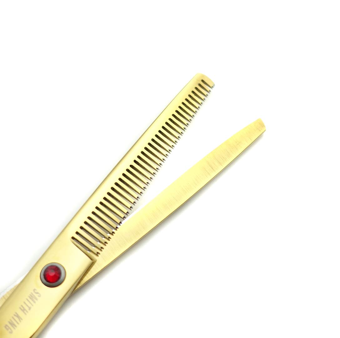 7.0 Inches Hair Cutting Scissors Set with Combs Lether Scissors Case,Hair cutting shears Hair Thinning shears For Personal and Professional (Gold)