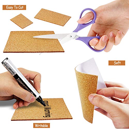 30 Pack Self-Adhesive Cork Squares 4β x 4β Cork Tiles Cok Bcking Sheets Cork Coasters Square for DIY Crafts