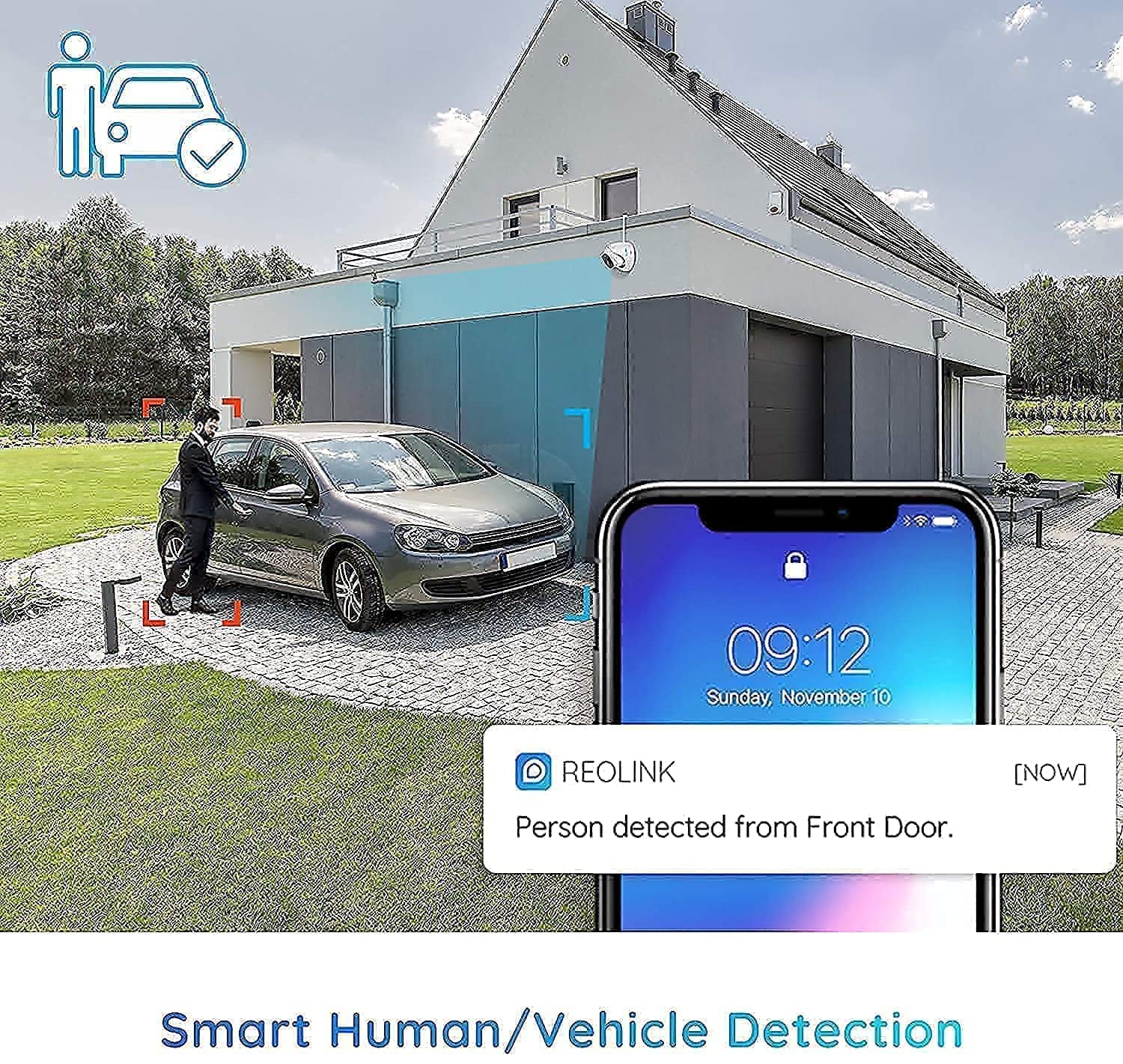 REOLINK 4K PoE Outdoor Security Camera, 3X Optical Zoom, Human/Vehicle Detection, Smart Alerts and Playback,Time Lapse,Work with Google Assistant, 24/7 Audio Recording, RLC-820A Bundle with RLC-822A