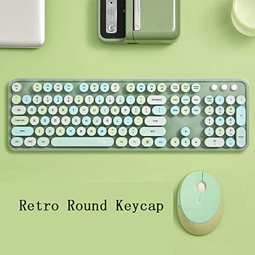 Mofii Wireless Keyboard and Mouse Combo,2.4G USB Multi-Color Cute Full Size Keyboard and Optical Mice Set for Computer Desktop PC Laptop (Green-Mixed)……