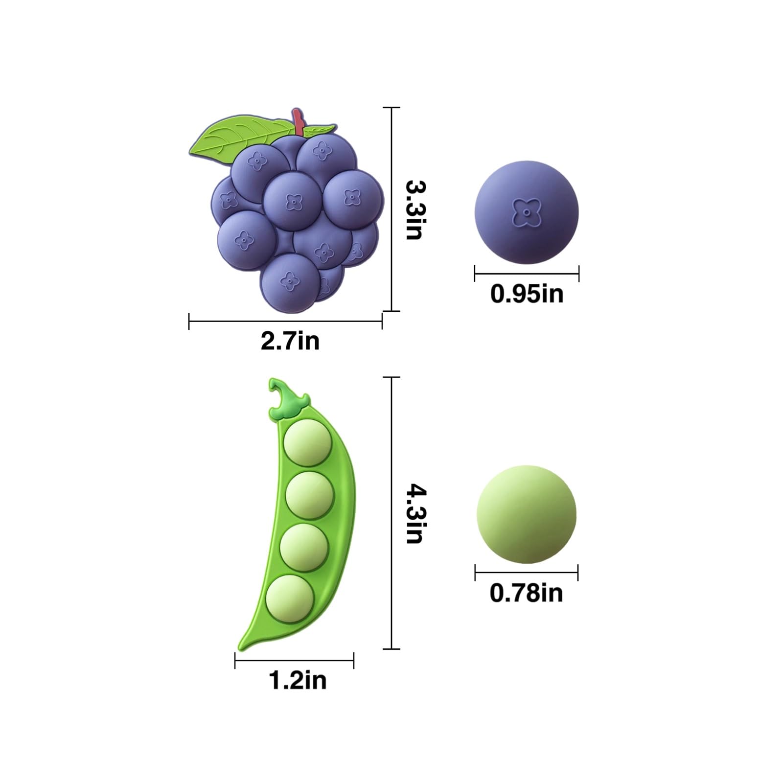 10 Pcs 3D Fruit Fridge Magnets Cute Fridge Magnets Grapes Peas Refrigerator Magnets Fun Magnets Blueberry Pea Pod Fridge Magnets