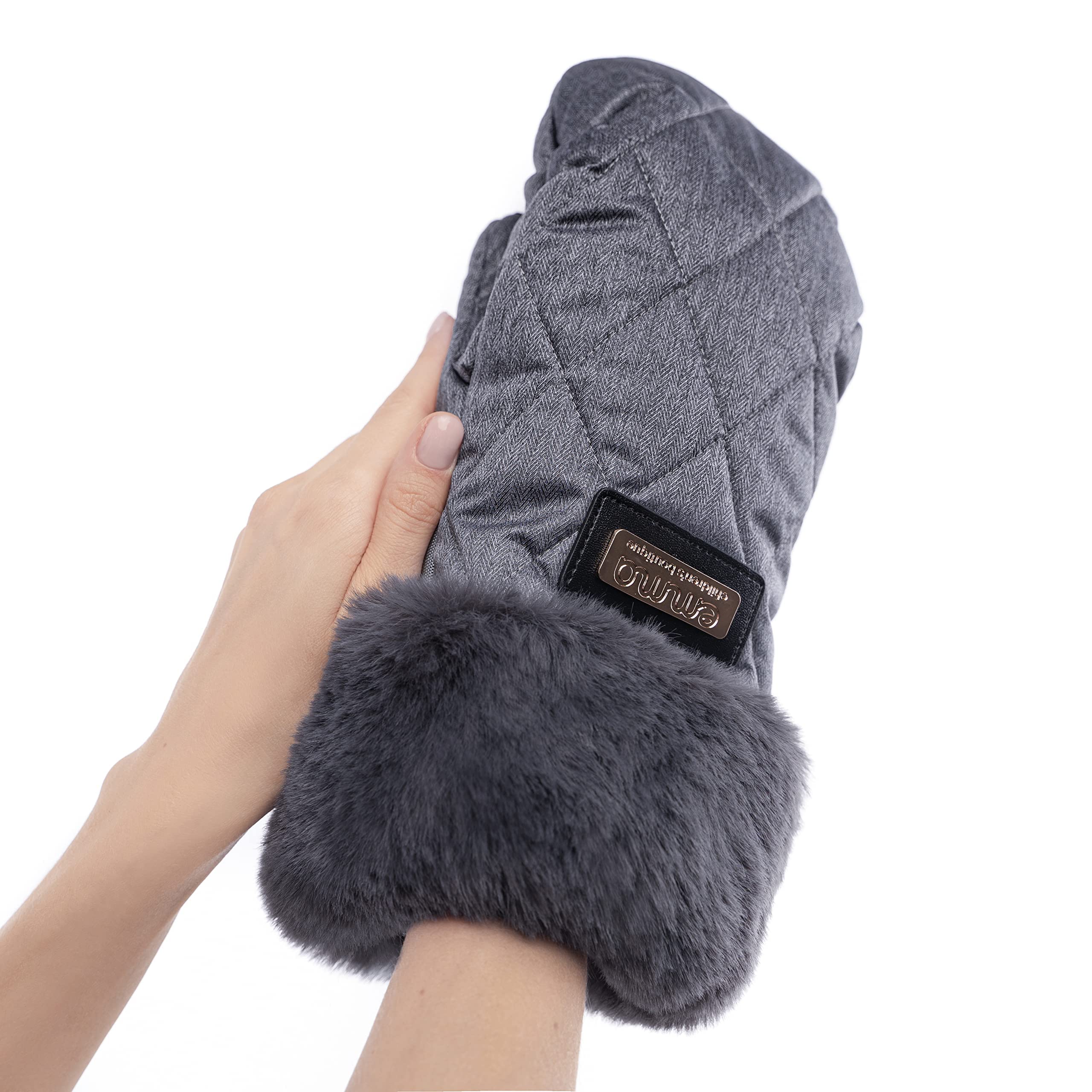 Emma Warm Muff Stroller Gloves, Wind and Water-Resistant, with Universal Fit, Kids Baby Pram Stroller Accessory, Anti-Freeze Gloves, Best for Freezing Cold Winter Conditions, Grey
