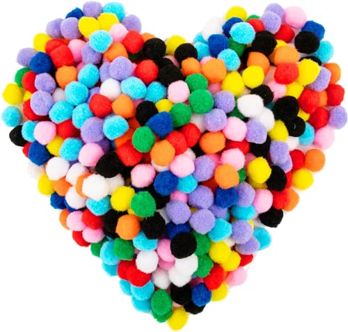 300 Pieces 1 Inch Assorted Pom Poms, Craft Pom Pom Balls, Colorful Pompoms for DIY Creative Crafts Decorations, Kids Craft Project