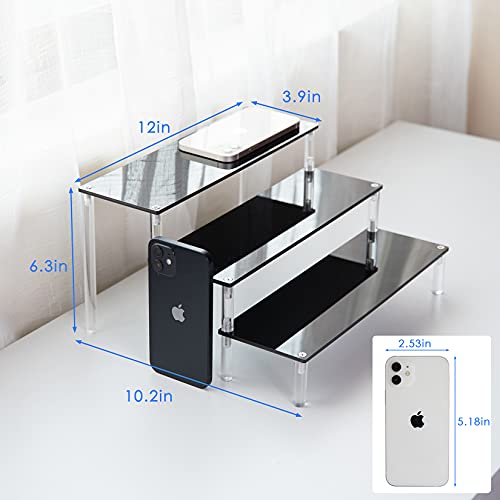 Black 3 Tier Acrylic Cupcake Display Stand, Collection Organizer Shelf, Desserts Holder,Display Riser for Cupcake (2 Pack 12β x 10.2" x 6.3" )