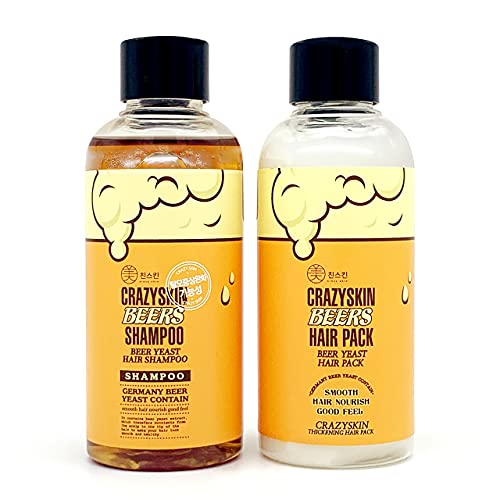 CRAZY SKIN Beer's Shampoo & Hair Pack 3.38 fl.oz Travel Size - Beer Yeast Biotin for Hair Regrowth, Thickening Protein, Keratin, Collagen - Repairing Damaged Tresses