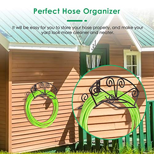 TomCare Garden Hose Holder Heavy Duty Water Hose Holder Solid Metal Hose Hanger Wall Mount Decorative Durable Garden Hose Storage Hose Reel Hose Stand Hose Organizer for Outside Yard, Bronze