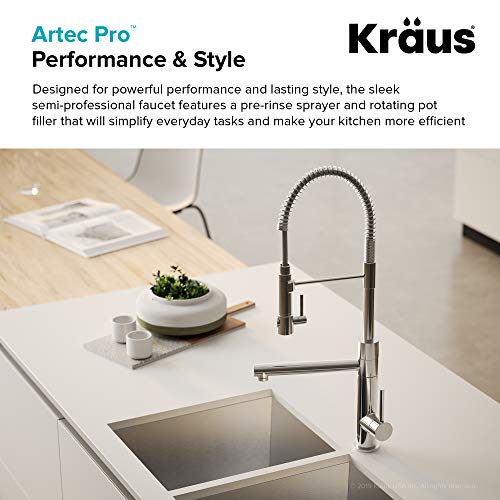 KRAUS Artec Pro 2-Function Commercial Style Pre-Rinse Kitchen Faucet with Pot Filler in Brushed Gold, KPF-1603BG (Pack of 3)