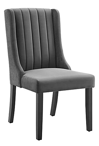 Modway Renew Performance Velvet Parsons Dining Chairs in Gray-Set of 2