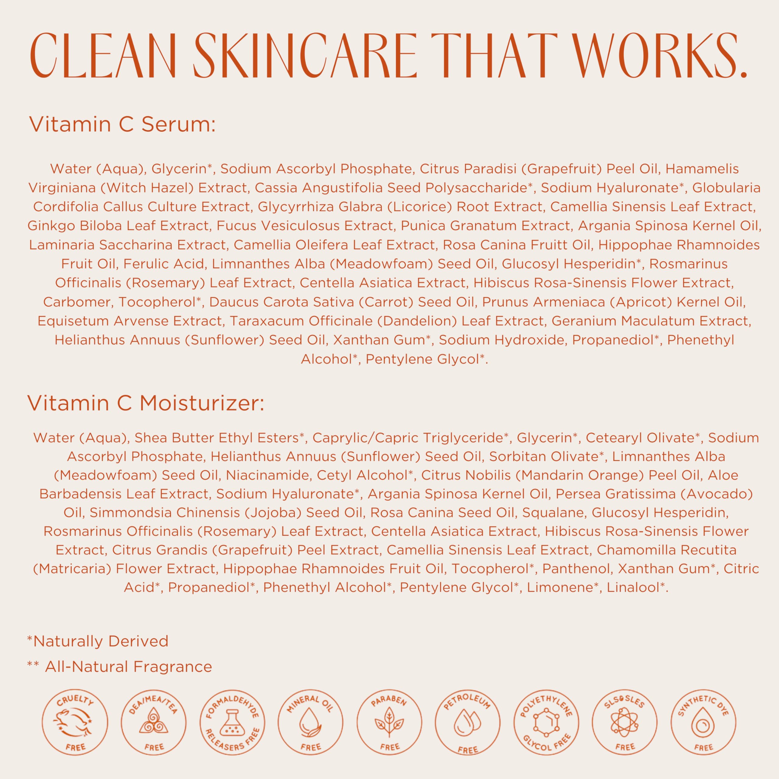 InstaNatural Vitamin C Four Step Skin Care Set, Skincare Routine, Brightens, Hydrates, Prevents Signs of Aging, Face Wash, Toner, Serum and Moisturizer, with Botanical Extracts