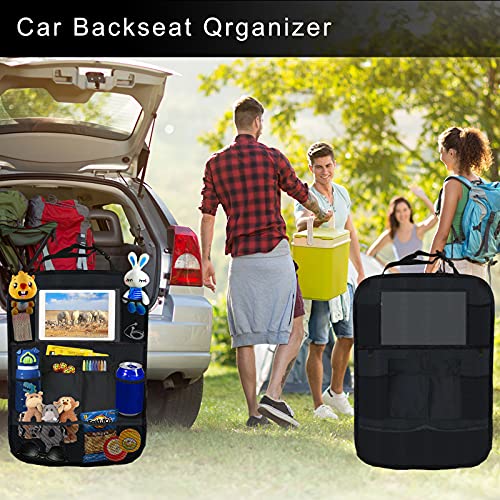 Exptolii Car Backseat Organizer, Seat Back Protector Kick Mats with 10" Tablet Holder and 10 Storage Pockets for Kids, Toddlers, Travel Accessories (1 Pack)