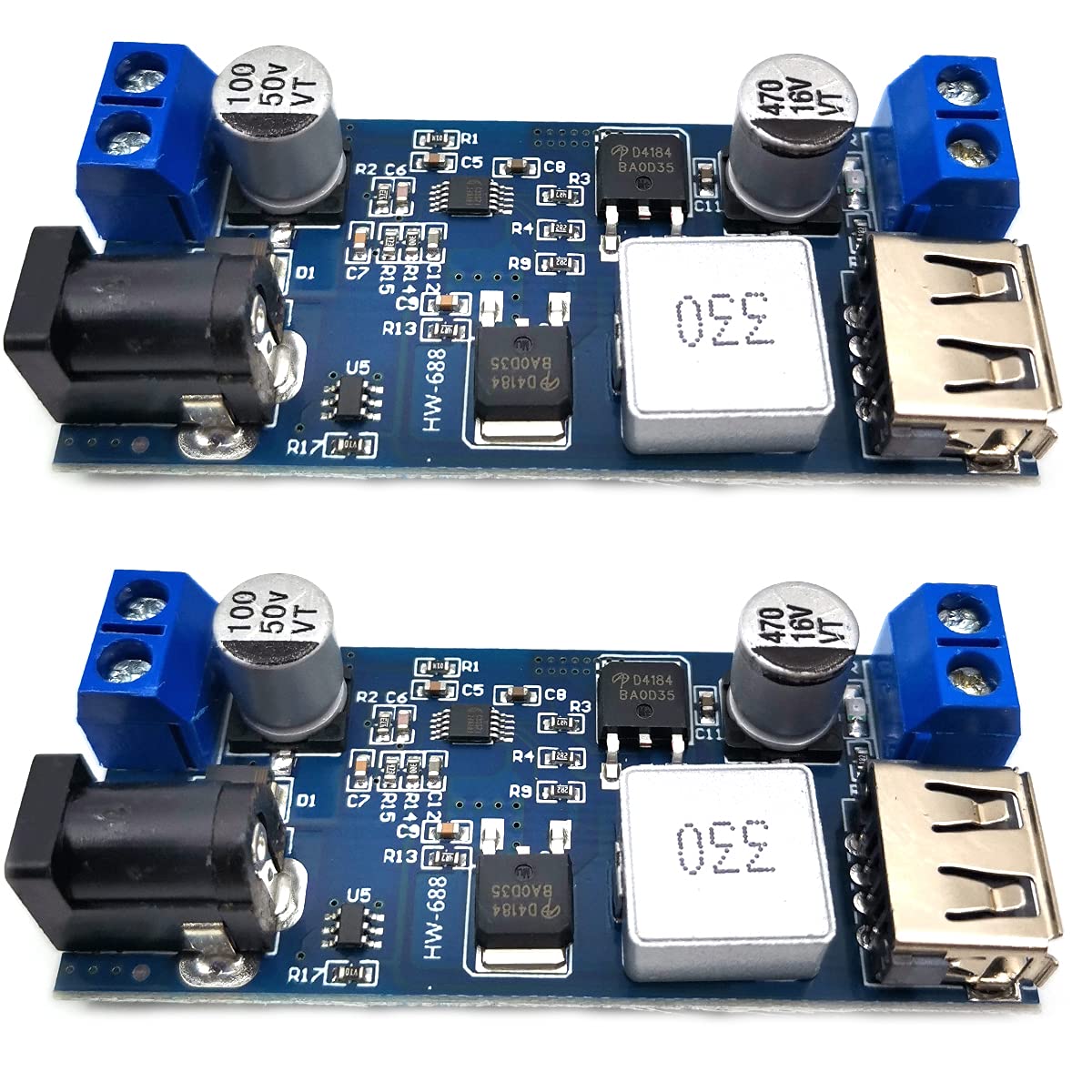 DEVMO 2Pcs 12v to 5v 5A Converter Step-Down Power Supply 24V / 12V to 5V 5A Voltage Regulator DC 9V-36V Step-Down to DC 5V-5.3V 3.5-6A Volt Transformer