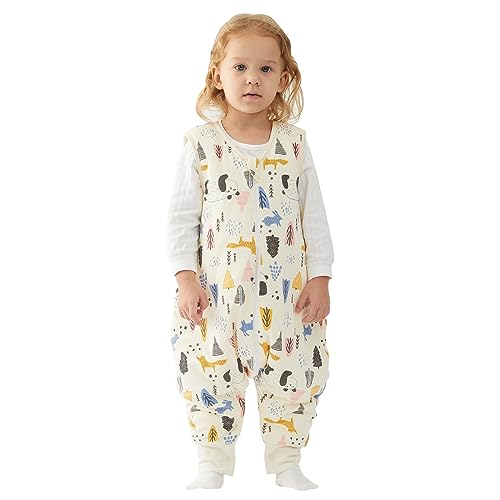 Duomiaomiao 1.5 TOG Toddler Sleep Sack 24-36 Months 100% Cotton Four Season Baby Sleep Sack with Feet, Breathable Comfy Toddler Wearable Blanket