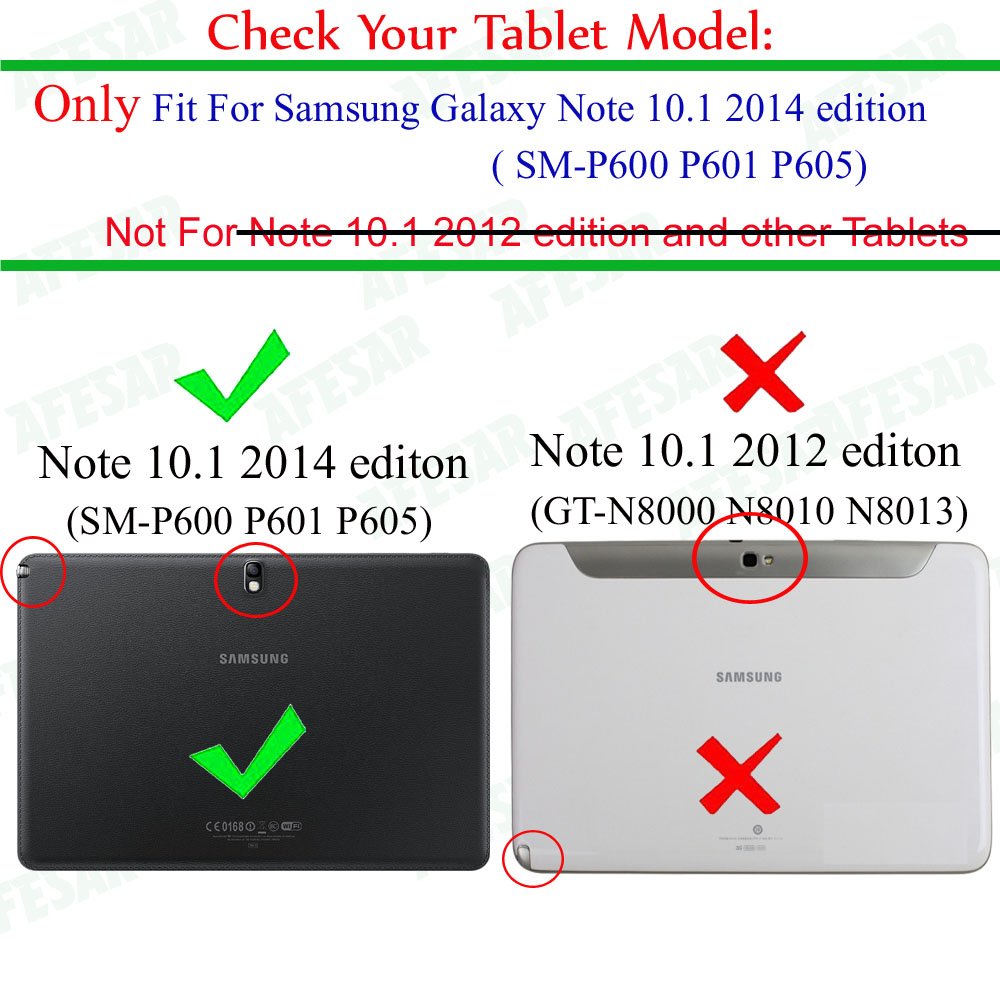 AFesar Galaxy Note 10.1 2014 Edition Tablet Case, Lightweight Smart Trifold Stand Case Cover for Samsung Note 10.1 Model SM-P600 P601 P605 with Magnetic Pocket