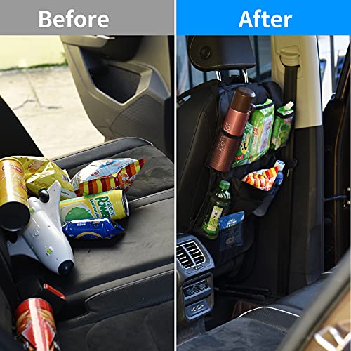 Exptolii Car Backseat Organizer, Seat Back Protector Kick Mats with 10" Tablet Holder and 10 Storage Pockets for Kids, Toddlers, Travel Accessories (1 Pack)