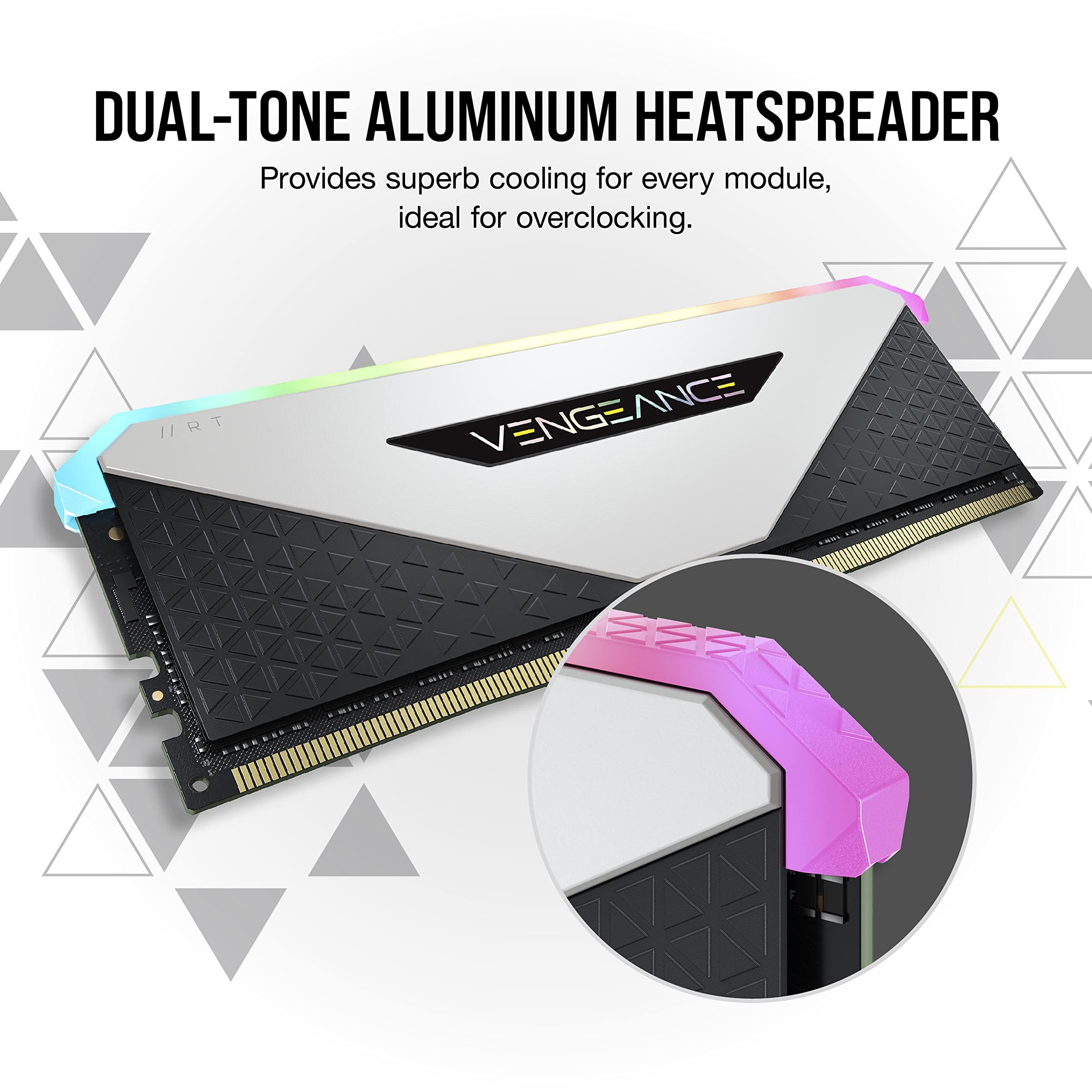 CORSAIR VENGEANCE RGB RT 32GB (2x16GB) DDR4 3600 (PC4-28800) C18 1.35V Desktop Memory