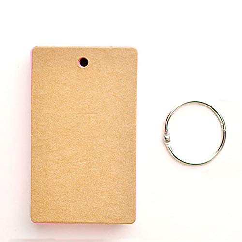 300Pcs Multicolor Kraft Paper Blank Flash Cards Study Cards Note Cards with Binder Ring for Bookmark/DIY Greeting Card/Index Card Stock for School Home Office Use, 90 * 55MM