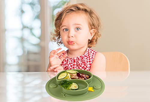 Lightening Corp Baby Plate Silicone Suction Toddler Plates, Divided Dishes for Toddler Kids, Self Feeding, BPA Free, Microwave and Dishwasher Safe (SP-21)
