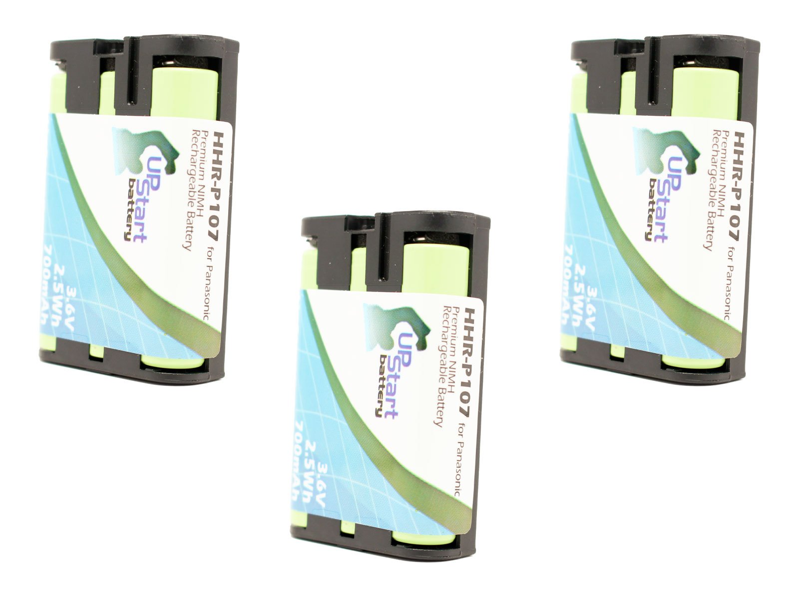 3 Pack - Replacement for Panasonic KX-TGA600S Battery - Compatible with Panasonic HHR-P107 Cordless Phone Battery - Compatible with KX-TGA600B PQSUHGLA1ZA KX-TG6051M KX-TGA510M KX-TG6021M