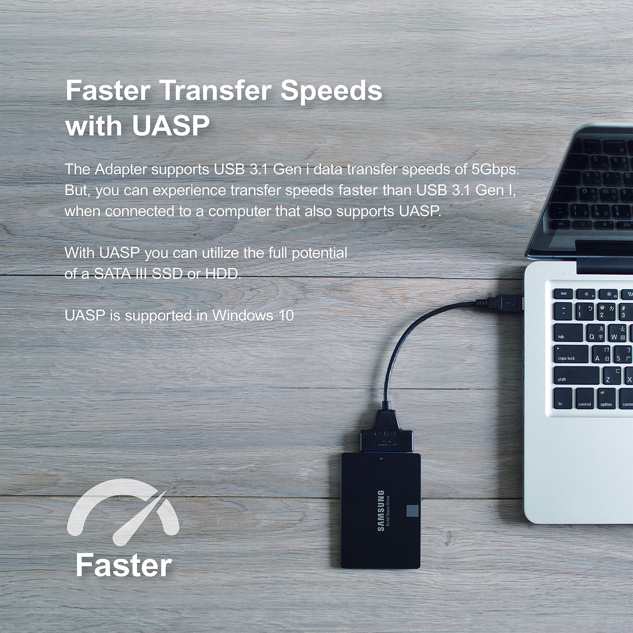 Mediasonic SATA to USB Cable – USB 3.0 / USB 3.1 Gen 1 to 2.5” SATA SSD/Hard Drive Adapter Cable (Optimized for SSD, Support UASP and SATA 3 6.0Gbps Transfer Rate) (HND5-SU3)