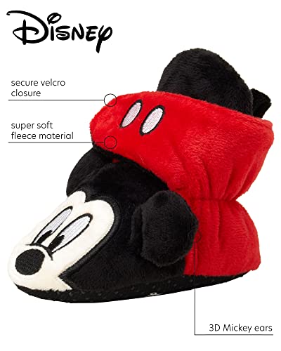 Disney Baby Boys' Mickey Mouse Booties - Soft Fleece Slipper Socks (Newborn/Infant), Size 12-18 Months, Mickey