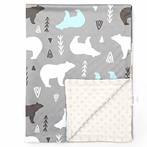 Baby Blanket for Boys Girls Baby Blankets Newborn,Super Soft Comfy,Patterned Minky with Double Layer,Dotted Backing, 30 x 40 Inch,Bears