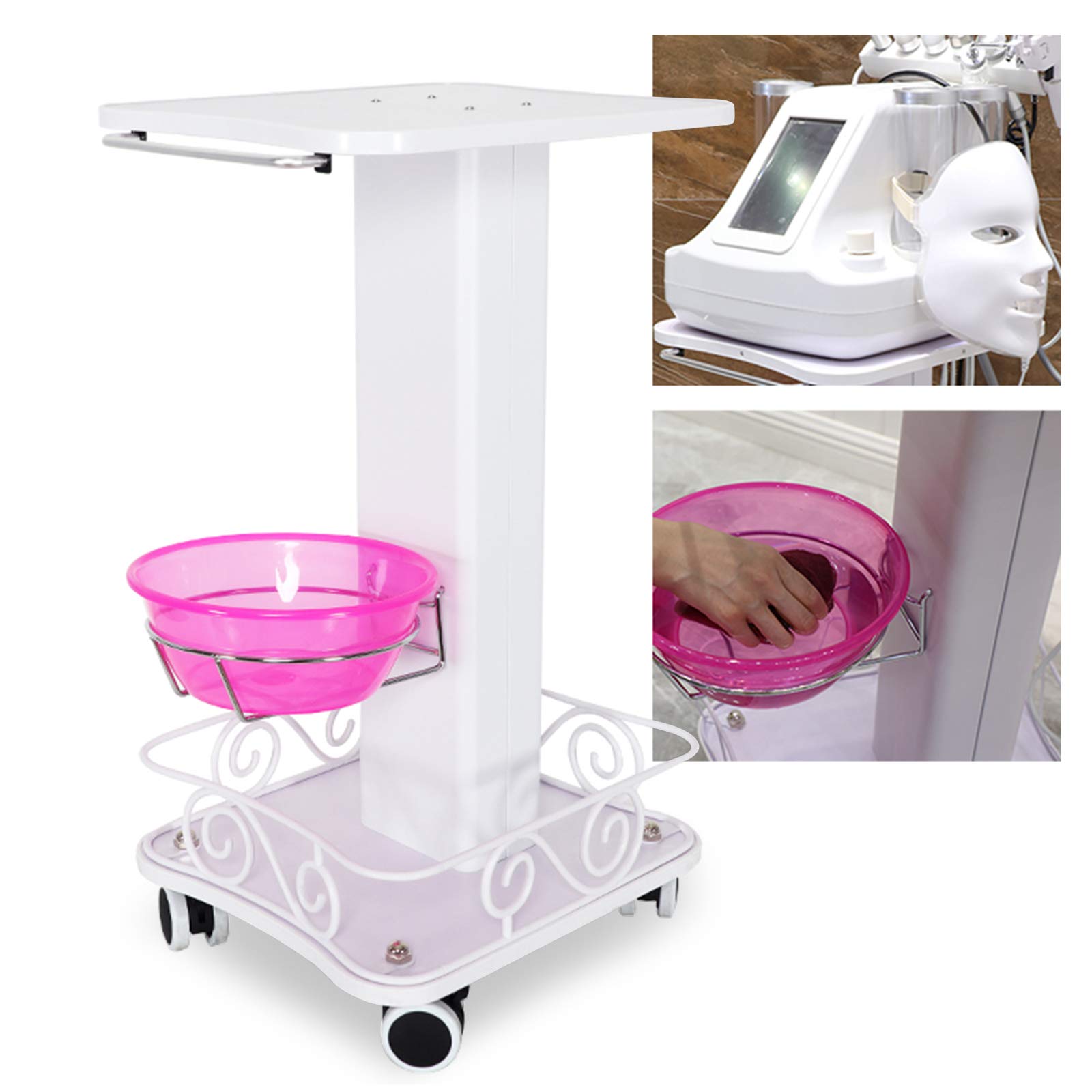 Beauty Salon Trolley Cart with Wheels and Large Storage Fence,Multil-Function Mobile Salon Spa Rolling Esthetician Cart Instrument Tray Hairdressing Service Cart Max Load 88lbs