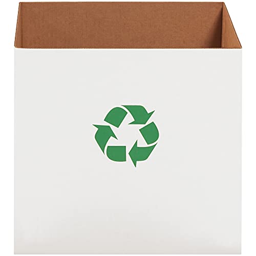 Aviditi 7 Gallon Corrugated Cardboard Trash Can and Recycling Bins with Recycle Logo, 15" x 11" x 15", White, Reuseable and Disposeable Garbage Container for Parties and Outdoor Events, 20 Pack