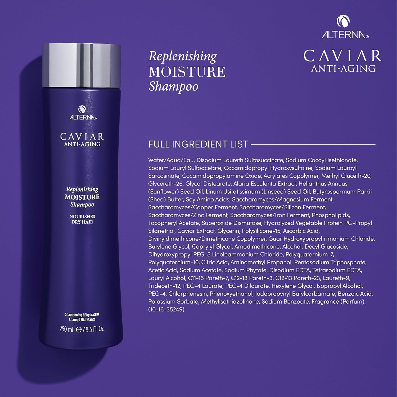 Alterna Caviar Anti-Aging Replenishing Moisture Shampoo and Conditioner Set, For Dry, Brittle Hair, Protects, Restores and Hydrates, Sulfate Free
