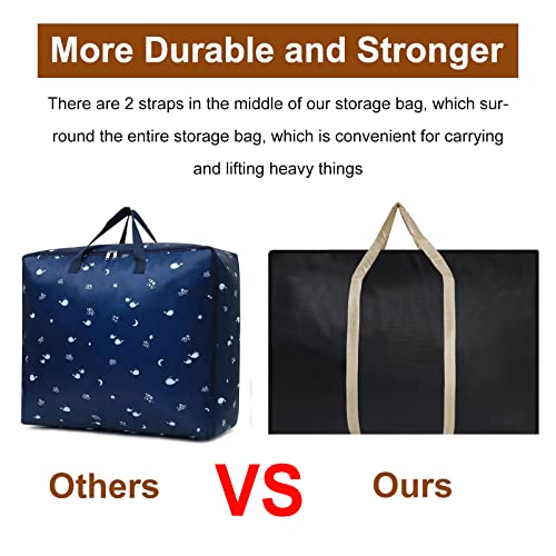 100L Large Storage Bag(3 Pack,Black),Large Moving Bags with Zippers & Carrying Handles, Storage Bags Storage Totes for Clothes, House Moving,77×55×24cm