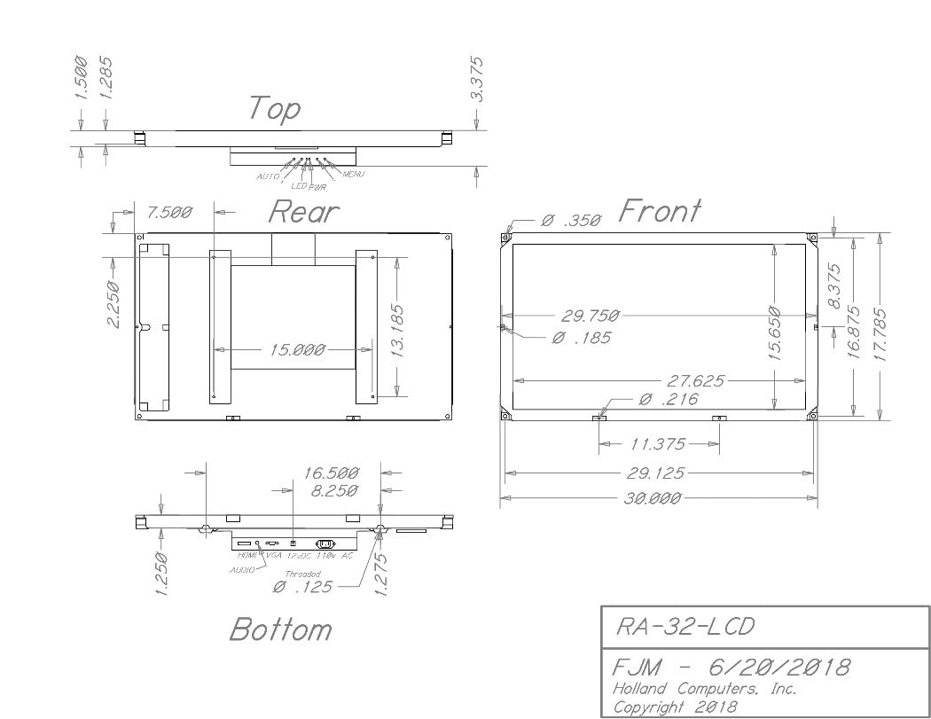32in Arcade Game LED Monitor, for Jamma, MAME, and Cocktail Game Cabinets, Also Industrial PC Panel